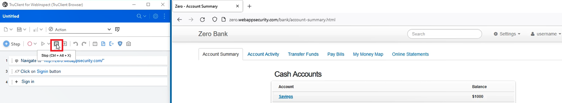 How to record a Login macro for zero.webappsecurity – Micro Focus